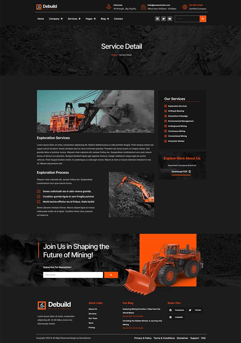 Debuild - Mining & Industry Elementor Pro Template Kit by Rometheme